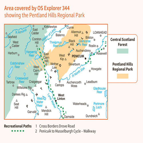 OS Map of Pentland Hills | Explorer 344 Map | Ordnance Survey Shop