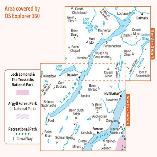 OS Map of Loch Awe & Inveraray | Explorer 360 Map | Ordnance Survey Shop