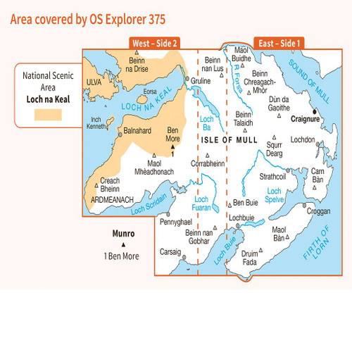 OS Map of Isle of Mull East | Explorer 375 Map | Ordnance Survey Shop
