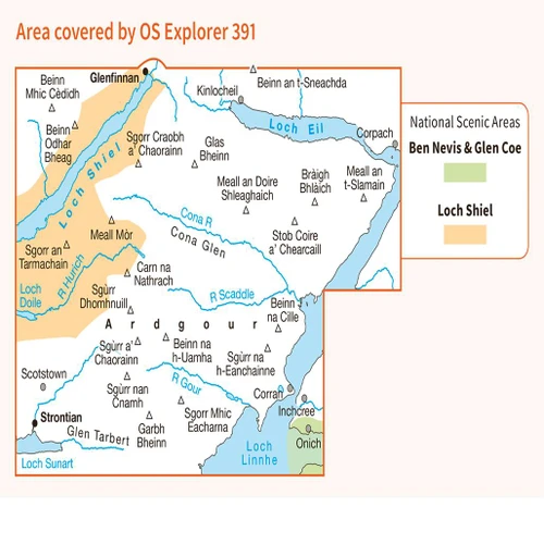 OS Map of Ardgour & Strontian | Explorer 391 Map | Ordnance Survey Shop