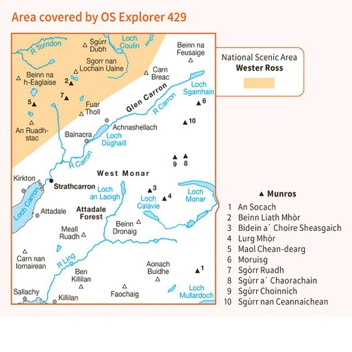 OS Map of Glen Carron & West Monar | Explorer 429 Map | Ordnance Survey ...