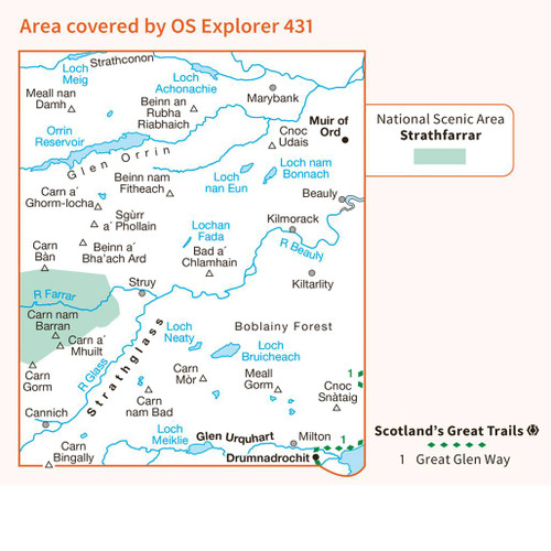 OS Map of Glen Urquhart & Strathglass | Explorer 431 Map | Ordnance ...