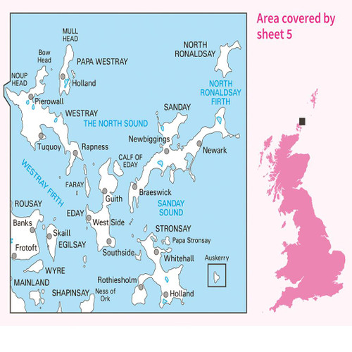 OS Map of Orkney Northern Isles | Landranger 5 Map | Ordnance Survey Shop