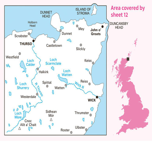 OS Map of Thurso & Wick | Landranger 12 Map | Ordnance Survey Shop