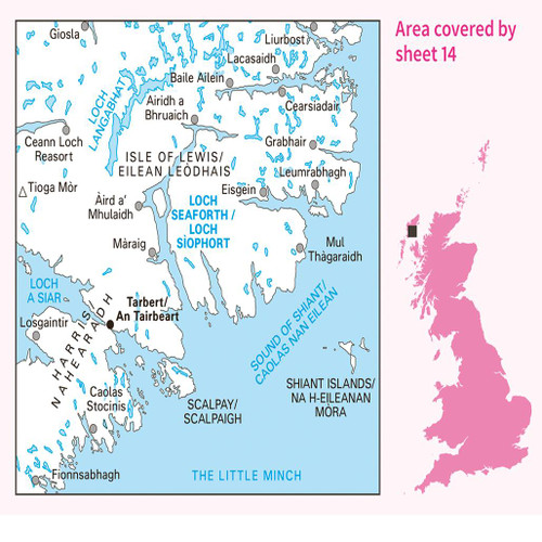 OS Map of Tarbert & Loch Seaforth | Landranger 14 Map | Ordnance Survey ...