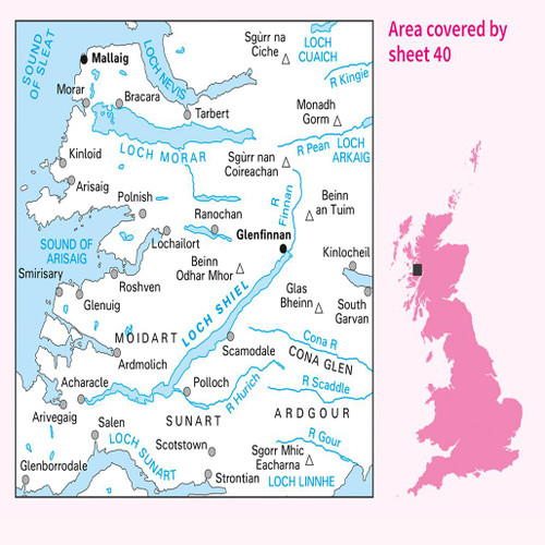 OS Map of Mallaig & Glenfinnan | Landranger 40 Map | Ordnance Survey Shop
