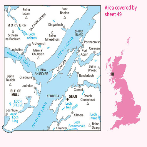 OS Map of Oban & East Mull | Landranger 49 Map | Ordnance Survey Shop