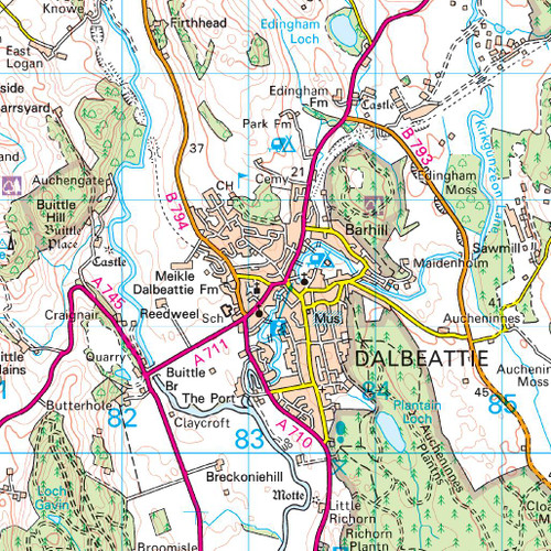 OS Map of Dumfries & Castle Douglas | Landranger 84 Map | Ordnance ...