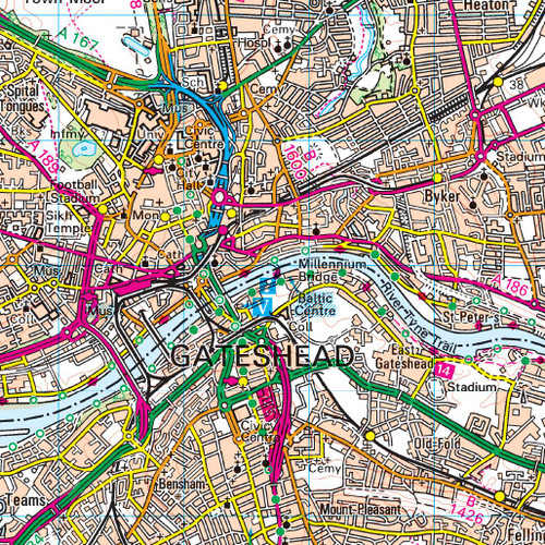 OS Map of Newcastle upon Tyne Durham & Sunderland | Landranger 88 Map ...