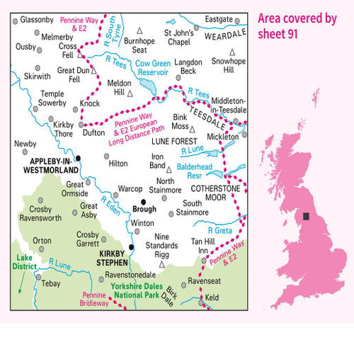 OS Map of Appleby-in-Westmorland | Landranger 91 Map | Ordnance Survey Shop