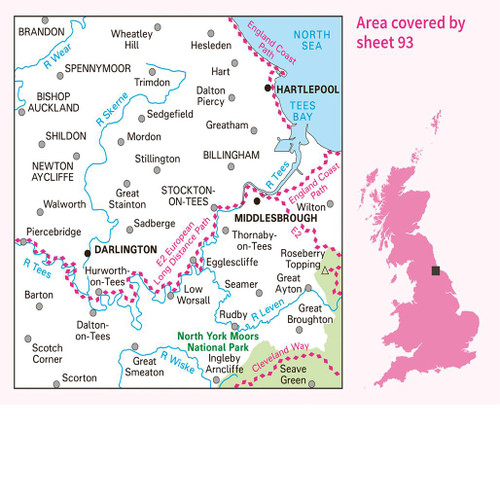 OS Map of Middlesbrough | Landranger 93 Map | Ordnance Survey Shop