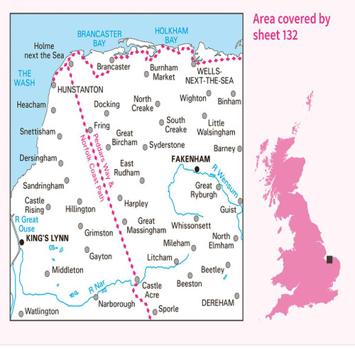 OS Map of North West Norfolk | Landranger 132 Map | Ordnance Survey Shop