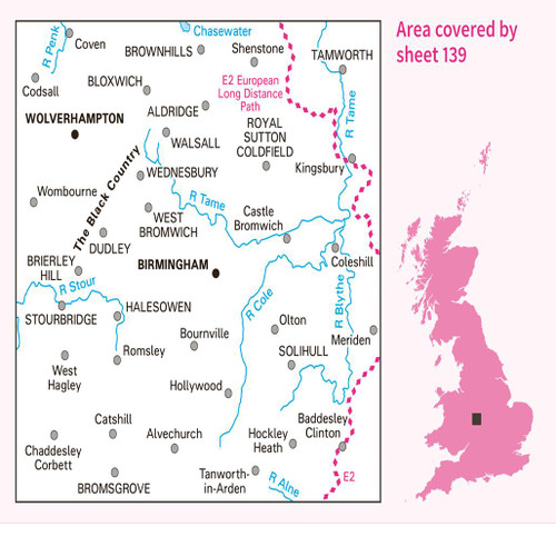 OS Map of Birmingham & Wolverhampton | Landranger 139 Map | Ordnance ...