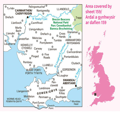 OS Map of Swansea & Gower | Landranger 159 Map | Ordnance Survey Shop