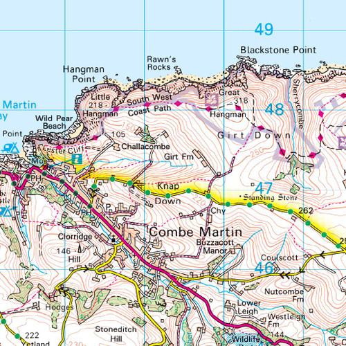 OS Map of Barnstaple & Ilfracombe | Landranger 180 Map | Ordnance ...