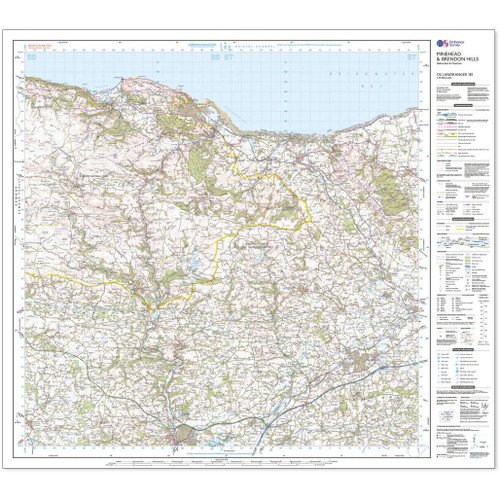 OS Map of Minehead & Brendon Hills | Landranger 181 Map | Ordnance ...