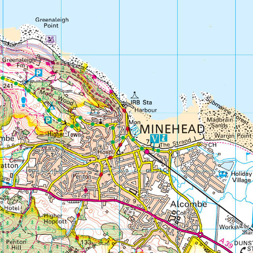 OS Map of Minehead & Brendon Hills | Landranger 181 Map | Ordnance ...