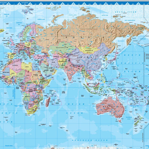 The World Miller Projection Wall Map Ordnance Survey Shop
