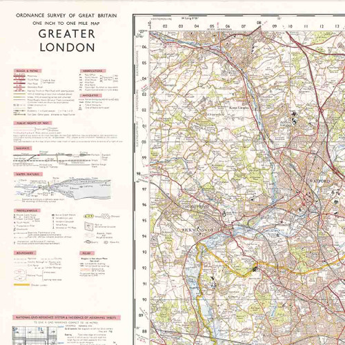 Greater London One Inch to One Mile Vintage Map | OS Maps