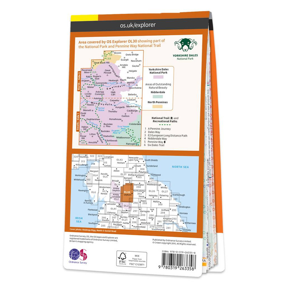 OS Map of Yorkshire Dales - Southern & Western Area | Explorer OL2 Map ...