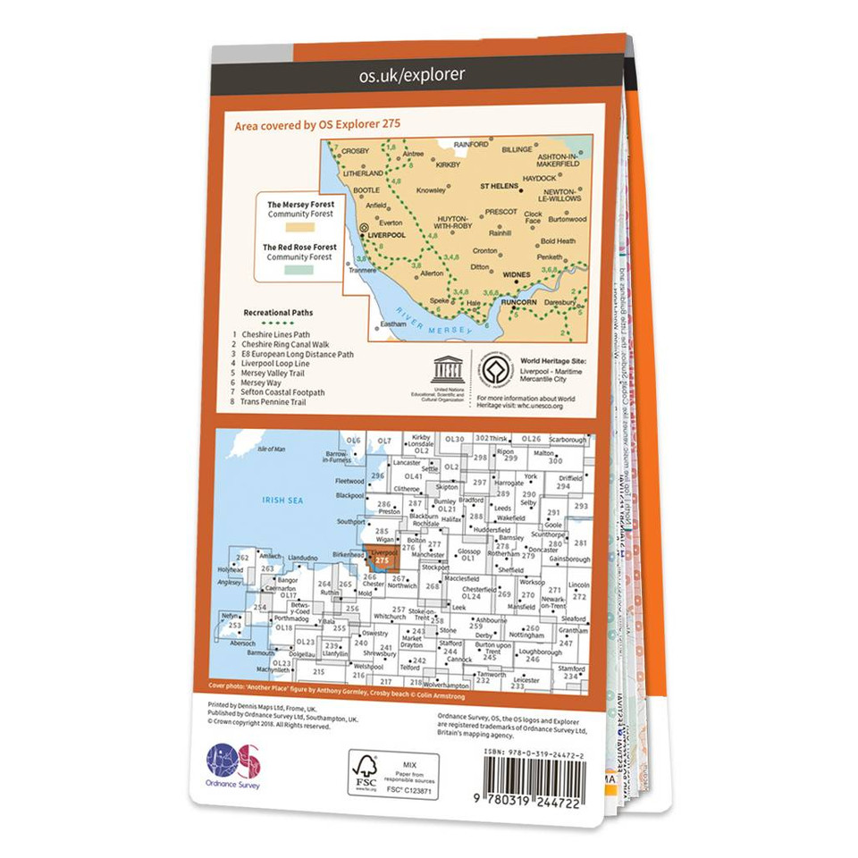 OS Map of Liverpool St Helens, Widnes & Runcorn | Explorer 275 Map ...