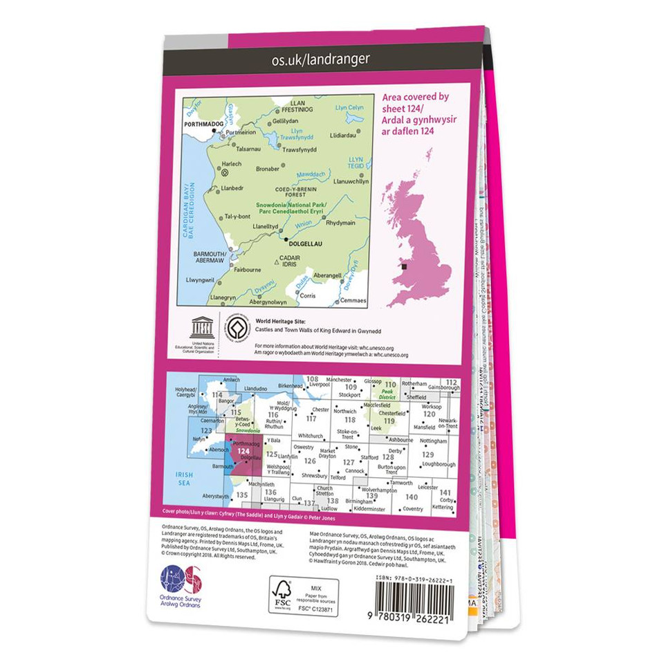 OS Map of Harlech, Porthmadog & Y Bala | Explorer OL18 Map | Ordnance ...
