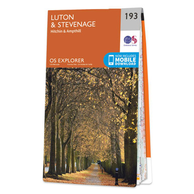 OS Map of Luton & Stevenage | Explorer 193 Map | Ordnance Survey Shop