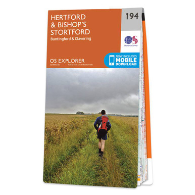 OS Map of Hertford & Bishop's Stortford | Explorer 194 Map | Ordnance ...