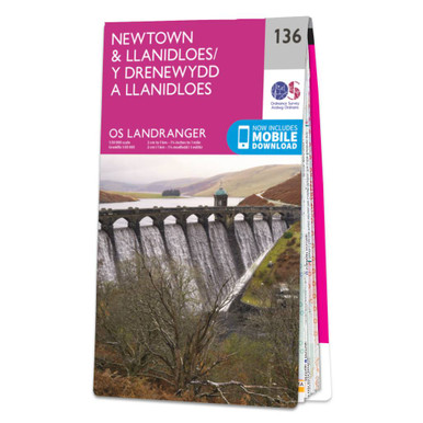 OS Map of Newtown & Llanidloes | Landranger 136 Map | Ordnance Survey Shop