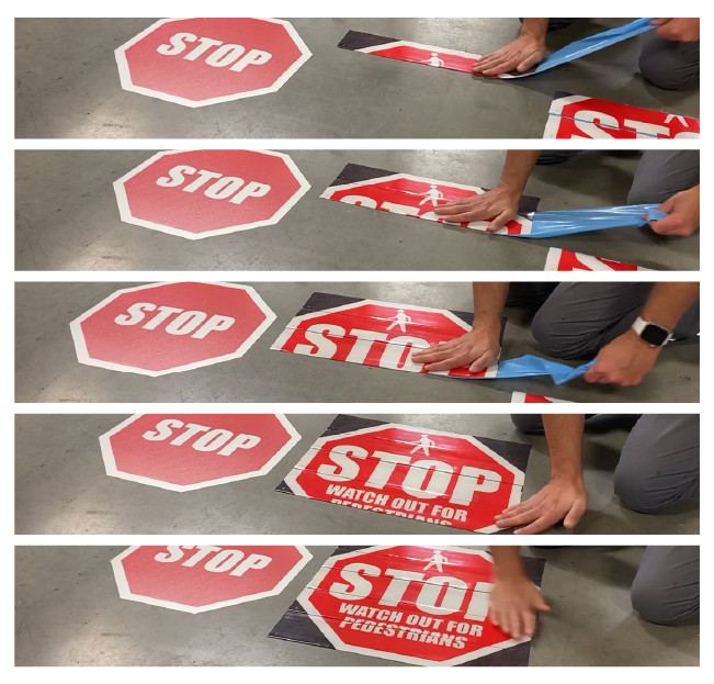 Pedestrian Walkway Footprints Floor Sign - Yellow | Stop-Painting.com