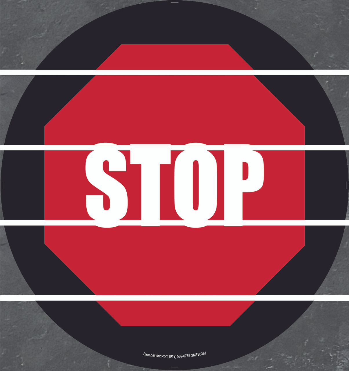 Stop Floor Sign Black Circle-Border | Stop-Painting.com