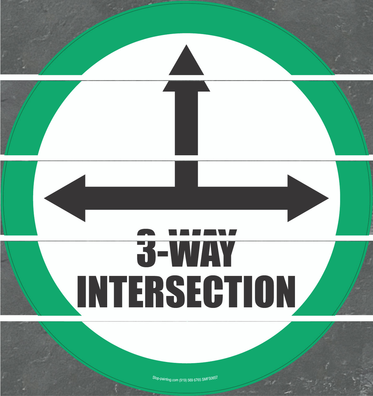 3-Way Intersection Floor Sign | Stop-Painting.com