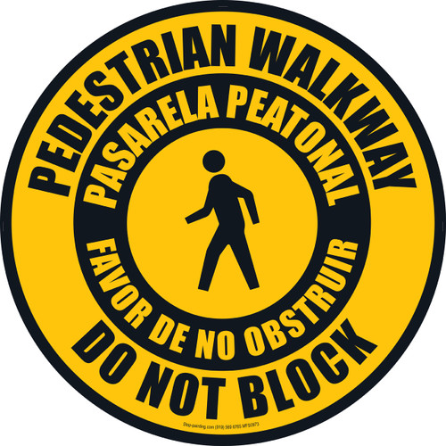 English/Spanish Pedestrian Walkway Floor Sign | Stop-Painting.com