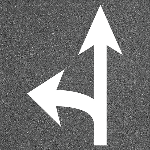 Left/Straight Double Arrow Pavement Marking Sign | Stop-Painting.com