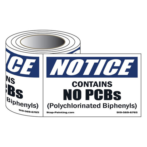 Contains No PCBs Safety Labels, Roll of 100 | Stop-Painting.com