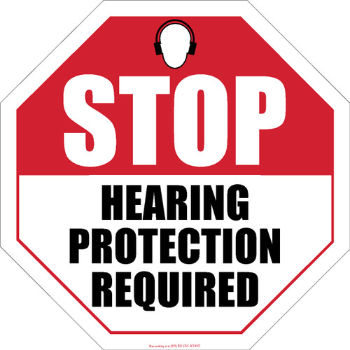 Stop Hearing Protection Required Floor Sign | Stop-Painting.com
