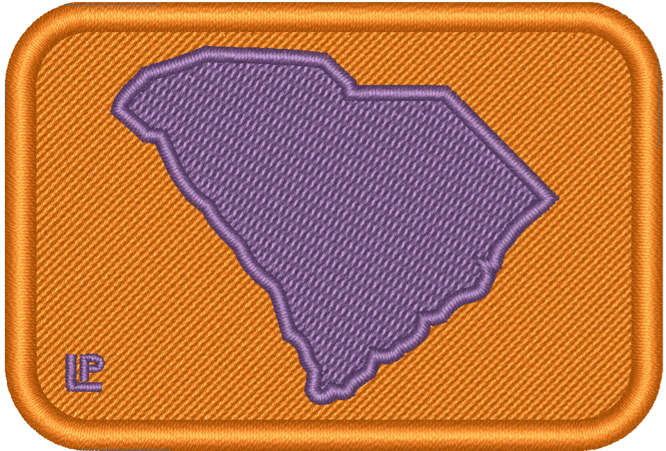 South Carolina Silhouette - Clemson Purple on Orange 2x3 Loyalty Patch