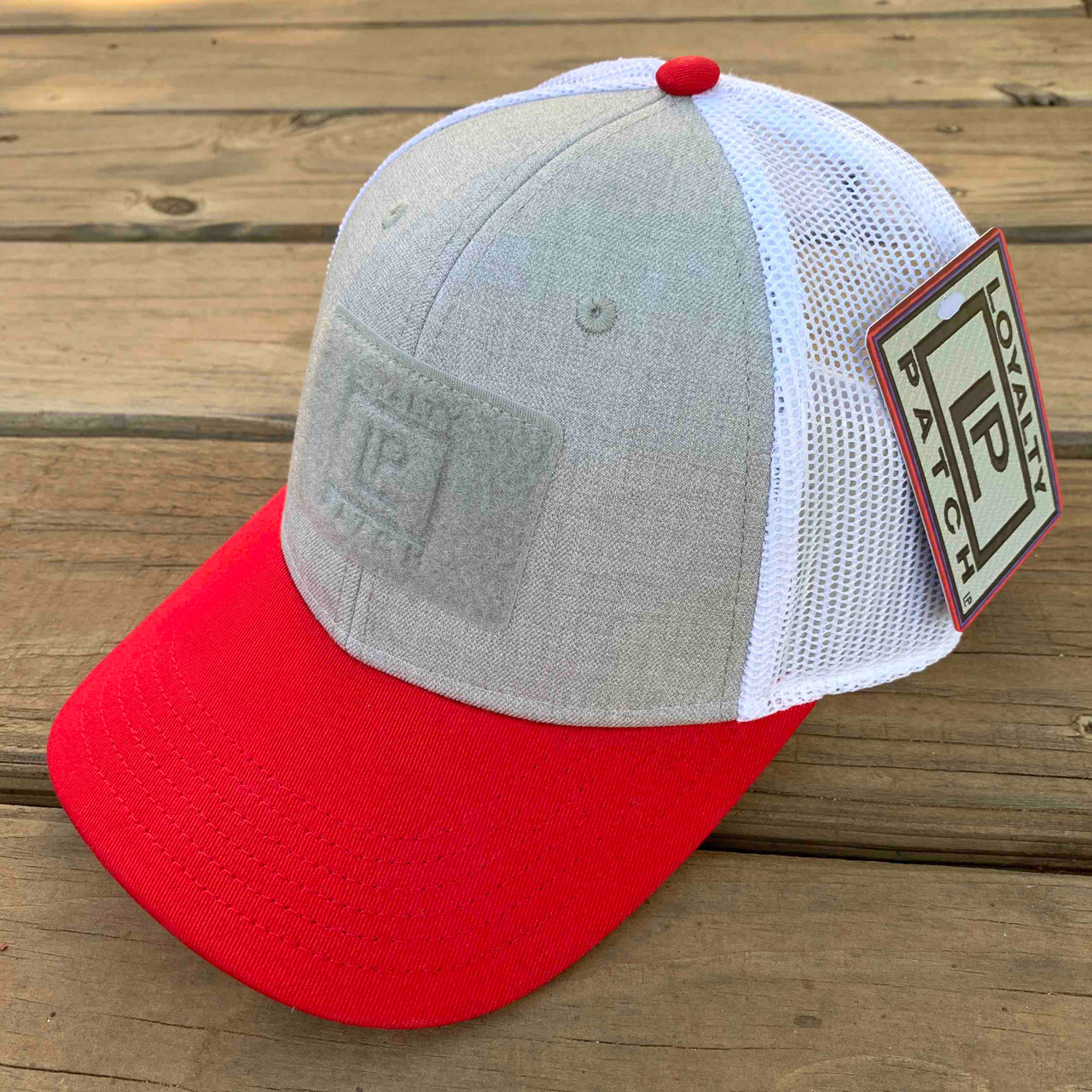 Ball Cap - Red and Heather with White Mesh