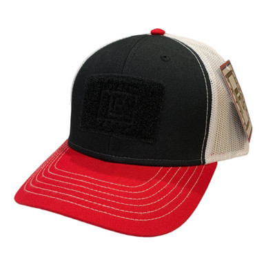 Ball Cap - Black with Red Bill and White Mesh
