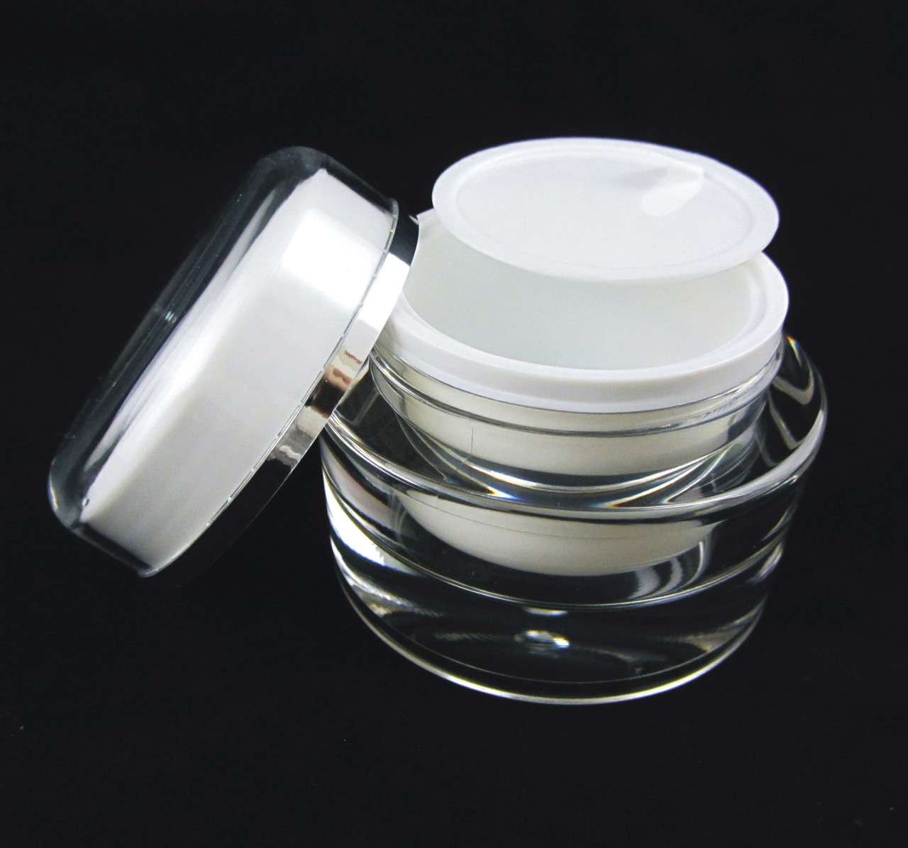 Acrylic Cosmetic Beauty Containers Cream Jars w/ Sealing Disc - 30ml ...