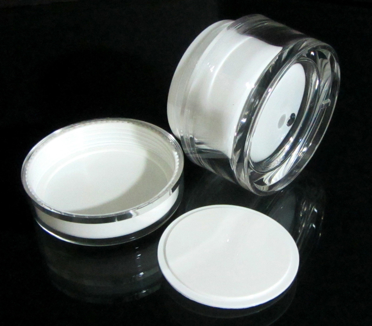 Acrylic Cosmetic Beauty Containers Cream Jars w/ Sealing Disc - 50ml ...