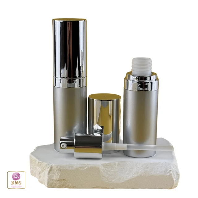 Luxury Silver Acrylic Pump Bottle | High-End Cosmetic & Skincare Packaging