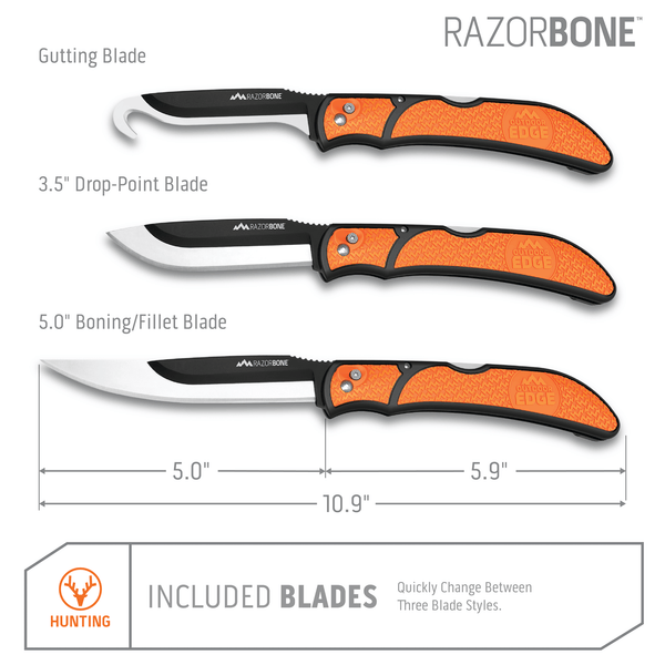 Outdoor Edge RazorBone Knife - Blaze Orange - Nexgen Outfitters