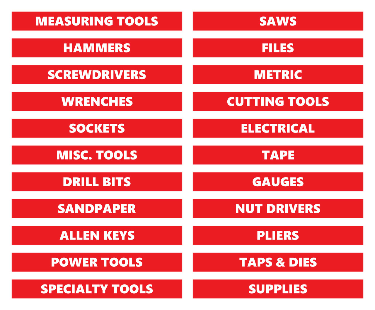Red Tool Box Organizational Magnets Basic Set