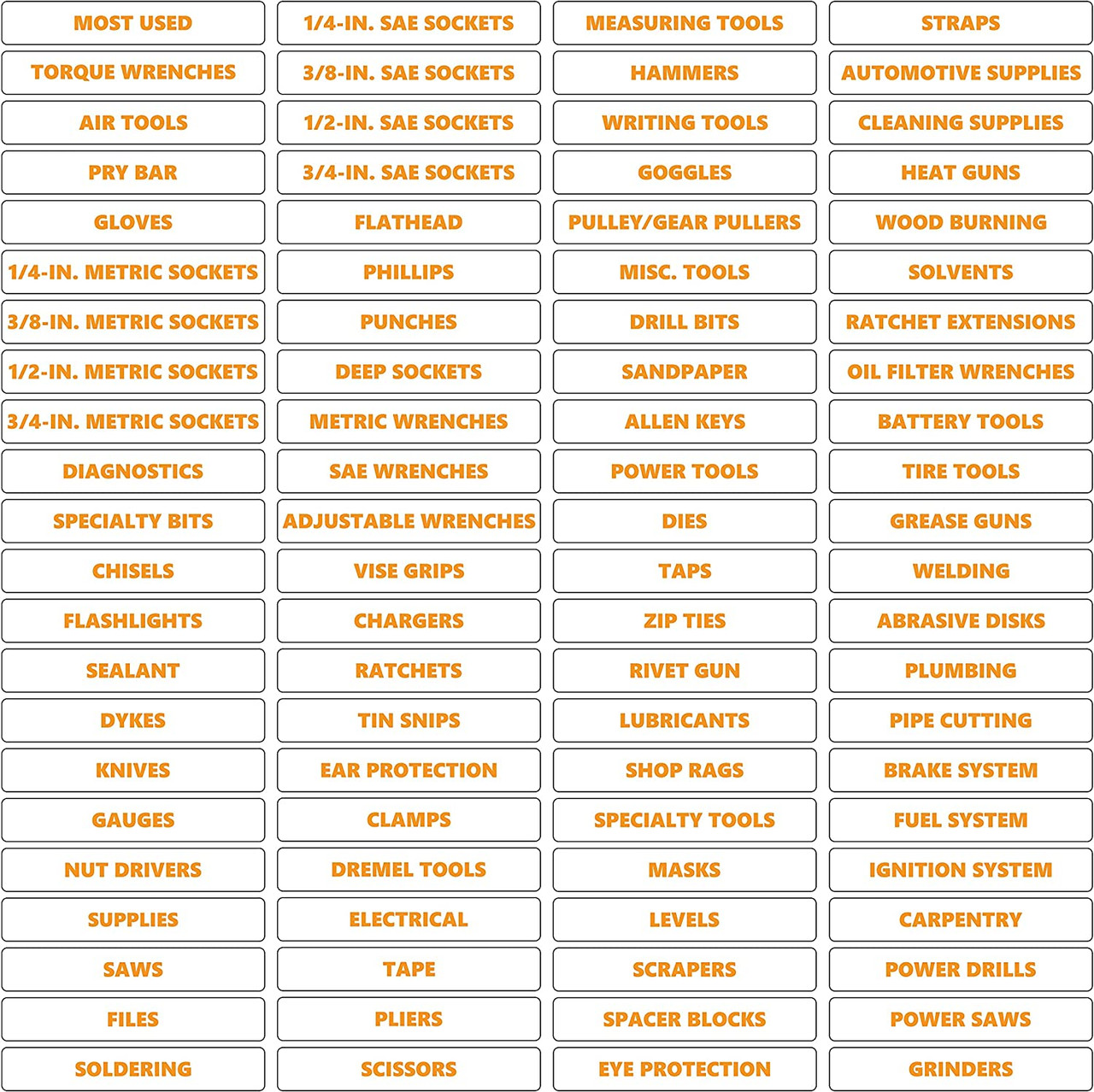 Orange Inverted Toolbox Organizational Magnetic Rounded Labels Premium ...