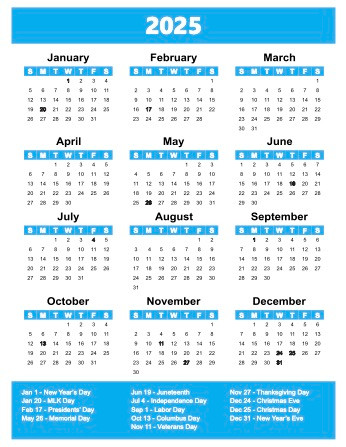 2025 Full Yearly Calendar Sticker