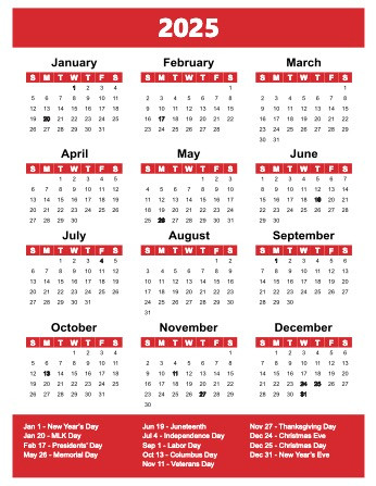 2025 Full Yearly Calendar Sticker