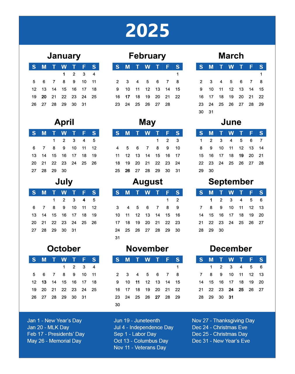 2025 Magnetic Full Yearly Calendar