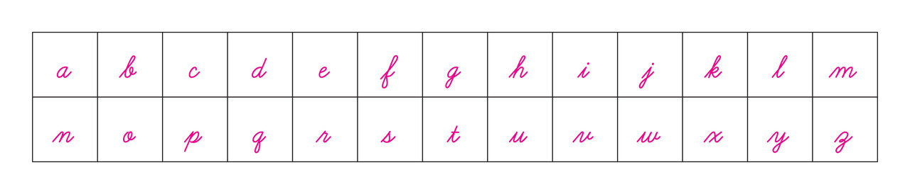 Pink Inverted Magnetic Cursive Alphabet Letters (Lower Case)