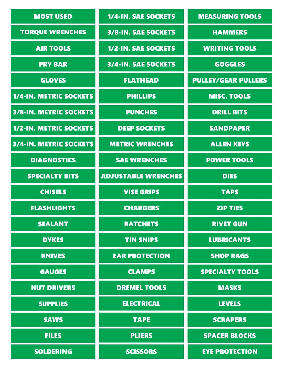 Green Toolbox Organizational Magnetic Labels Ultimate Set